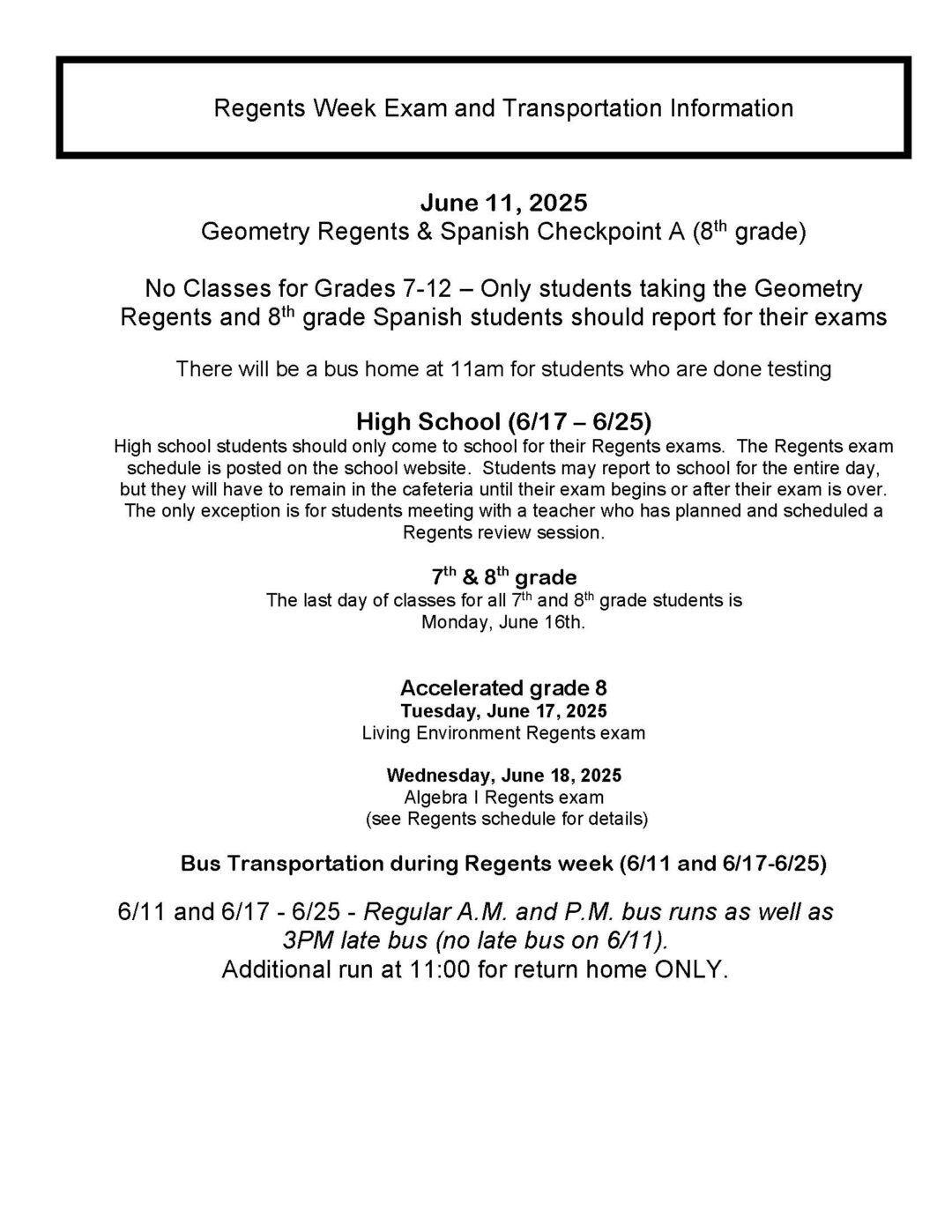 2025 Regents Week Info! | New Lebanon CSD