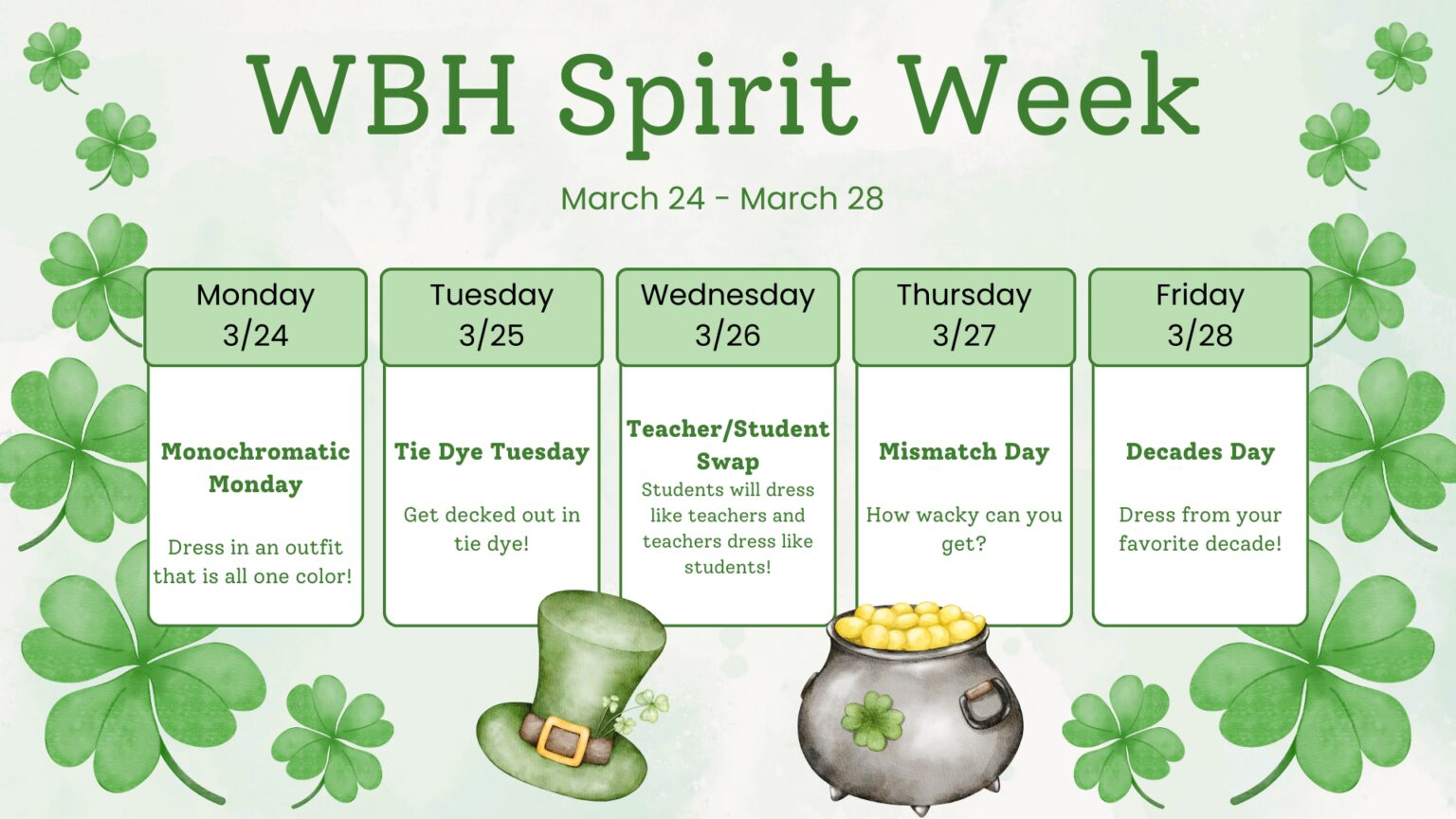 WBH March Spirit Week | New Lebanon CSD