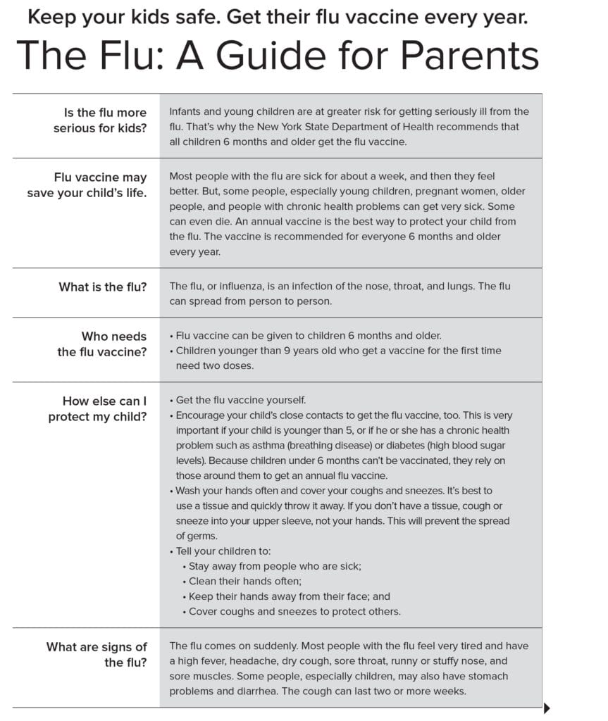 NYS DOH Releases Updated Flu Guide | New Lebanon CSD