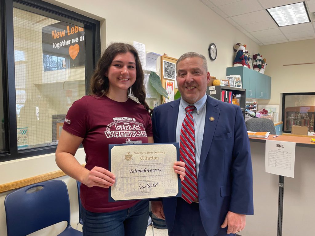Tallulah Powers is Recognized by NYS Assemblyman | New Lebanon CSD