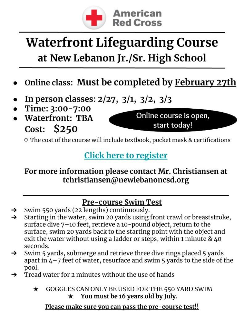 Lifeguard Training Course | New Lebanon CSD