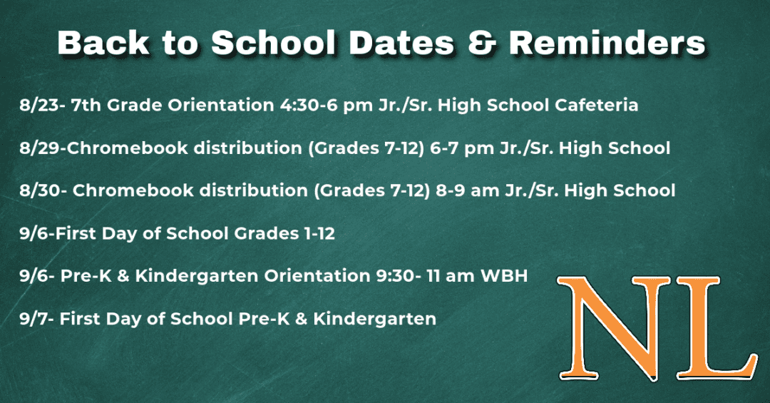 Back-to-School Dates and Reminders | New Lebanon CSD