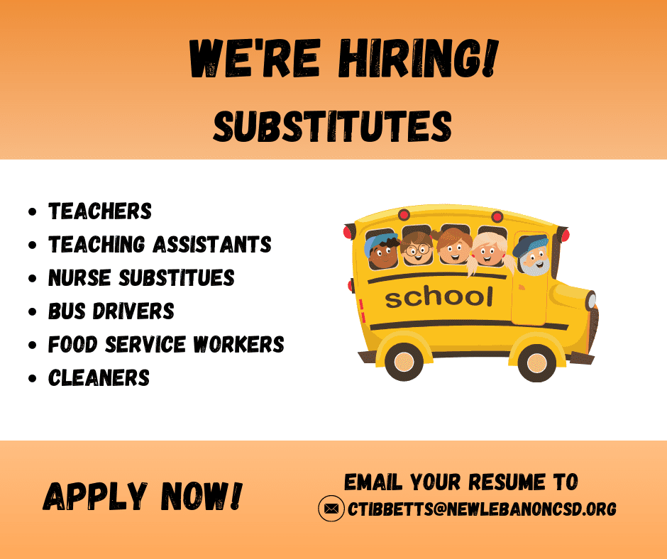 We're Hiring Substitutes! | New Lebanon CSD