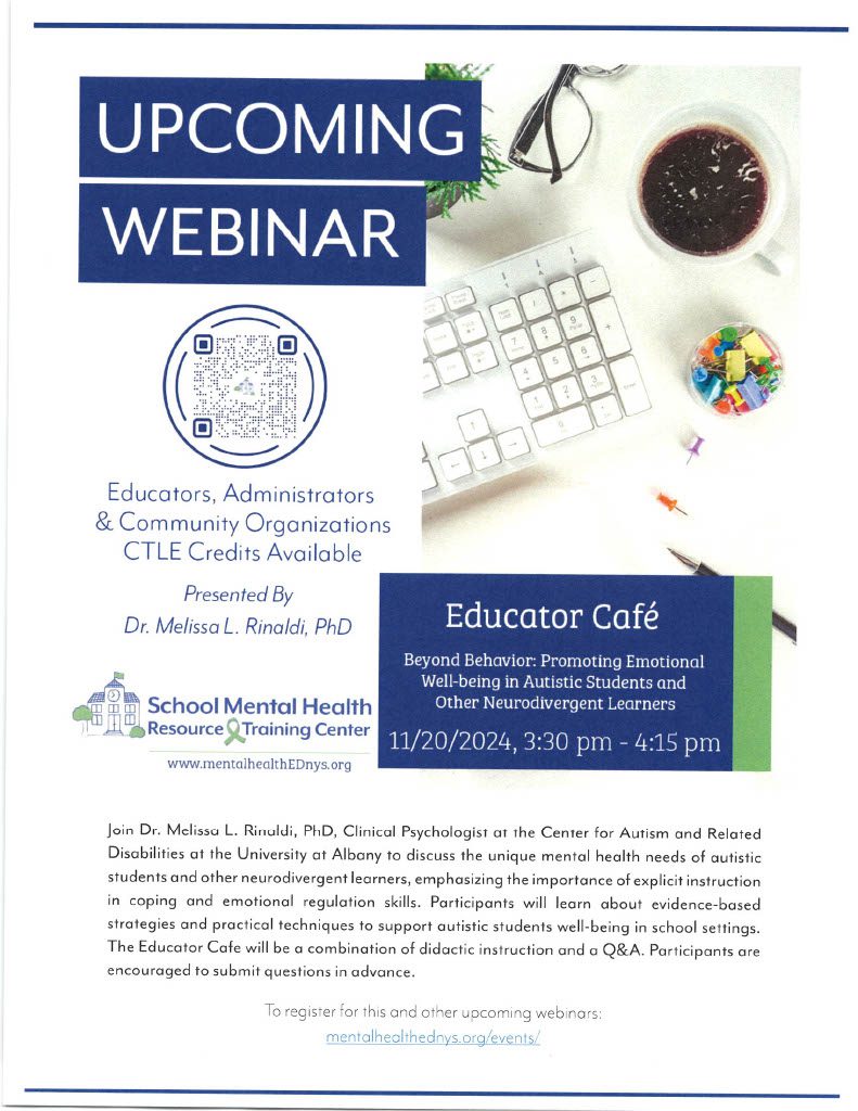 School Mental Health Resource & Training Center Webinars | New Lebanon CSD