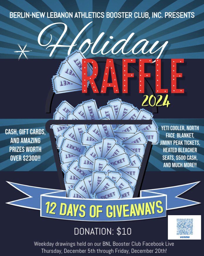 BNL Booster Club’s Holiday Raffle flyer and prize calendar | New ...